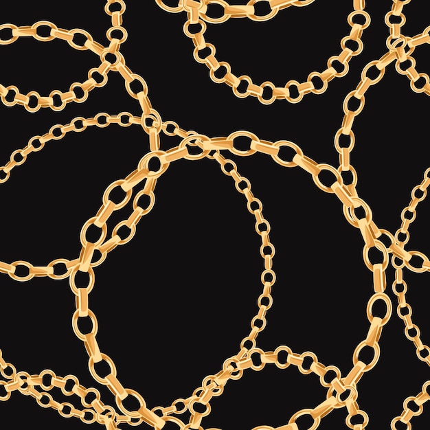 Interlocking Golden Chains on Black Background | Jiffy Designs