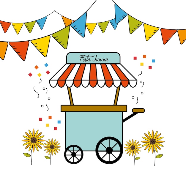Vibrant Carnival Cart with Cheerful Pennant Flags | Jiffy Designs