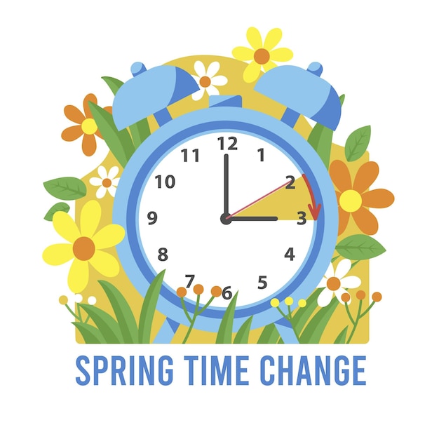 Spring Time Change Floral Clock Illustration | Jiffy Designs