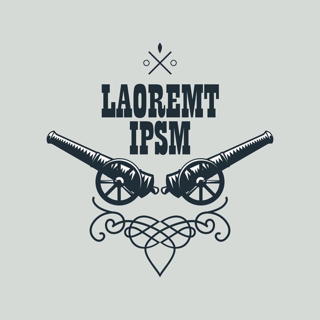 Crossed Cannons with Ornate Flourishes and Lettering | Jiffy Designs