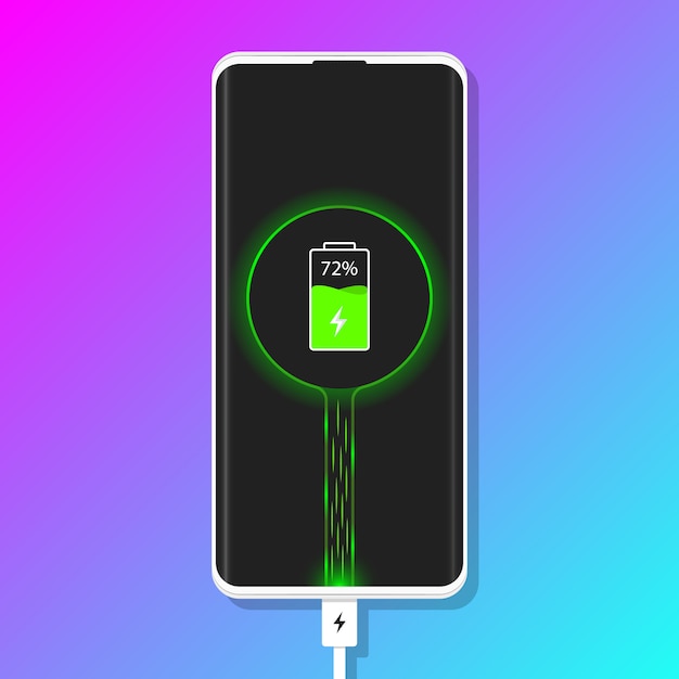 Smartphone Charging with Neon Green Battery Indicator | Jiffy Designs