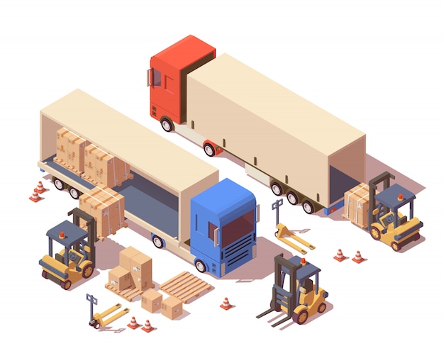 Bustling Logistics Hub: Trucks, Forklifts, and Cargo Containers | Jiffy ...