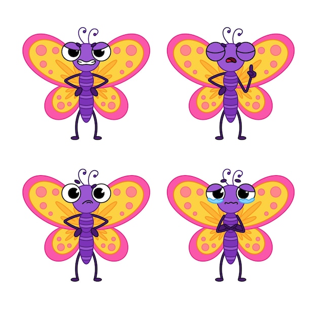 Vibrant Butterfly Illustrations with Expressive Cartoon Faces | Jiffy ...
