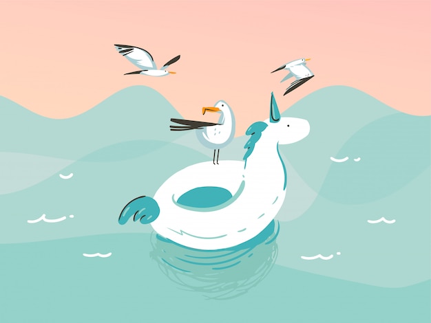 Serene Seagull Sanctuary: Whimsical Floating Unicorn Pool Float | Jiffy ...