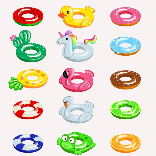 Vibrant Collection of Inflatable Pool Floats in Diverse Shapes and ...