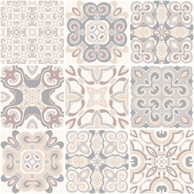 Elegant Vintage Tile Pattern Collection in Neutral Tones | Jiffy Designs