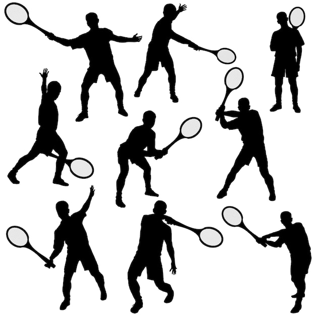 Dynamic Tennis Player Silhouettes Showcasing Diverse Poses | Jiffy Designs
