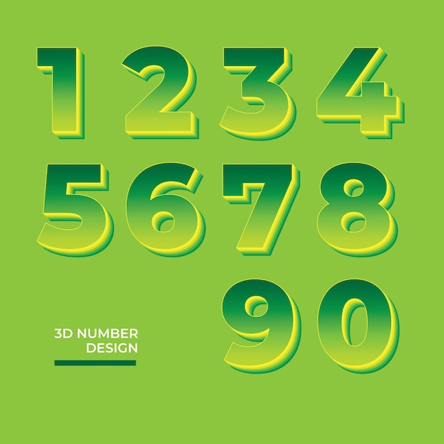 Vibrant 3D Numbers in Shades of Green | Jiffy Designs