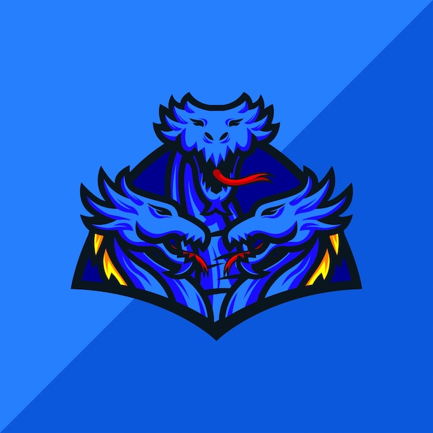 Fierce Mythical Creature Emblem in Vibrant Blue Tones | Jiffy Designs