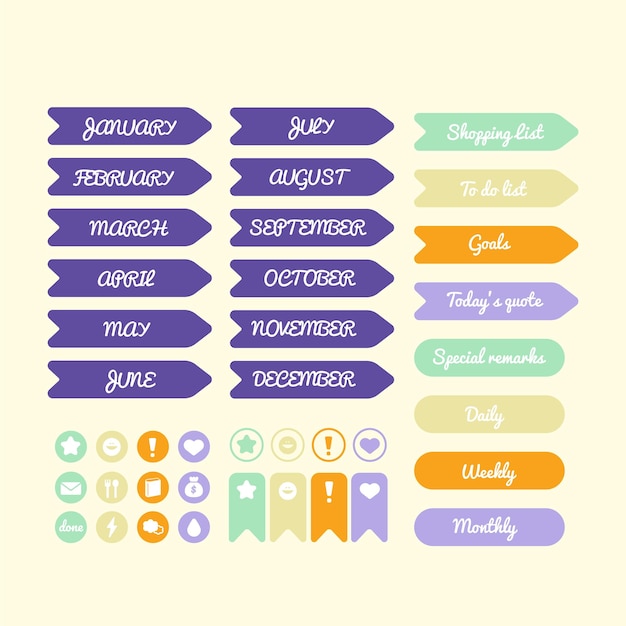 Colorful Calendar Stickers with Handwritten Month Names | Jiffy Designs