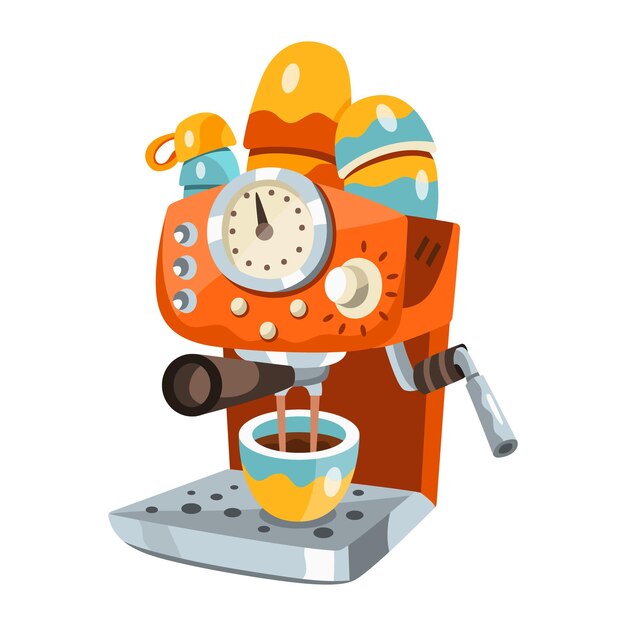 Vibrant Retro Espresso Machine with Playful Accents | Jiffy Designs