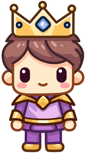 Cute Cartoon Icon Of A Smiling Prince Wearing A Crown | Jiffy Designs