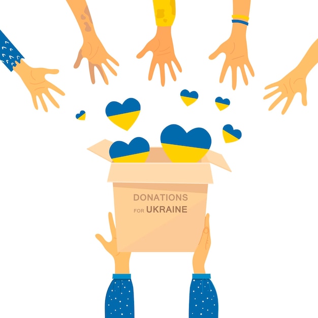 Hands Reaching for Donations to Support Ukraine | Jiffy Designs