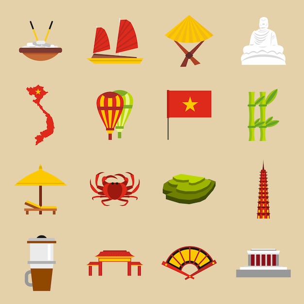 Vibrant Vietnamese Cultural Symbols and Landmarks Collection | Jiffy ...