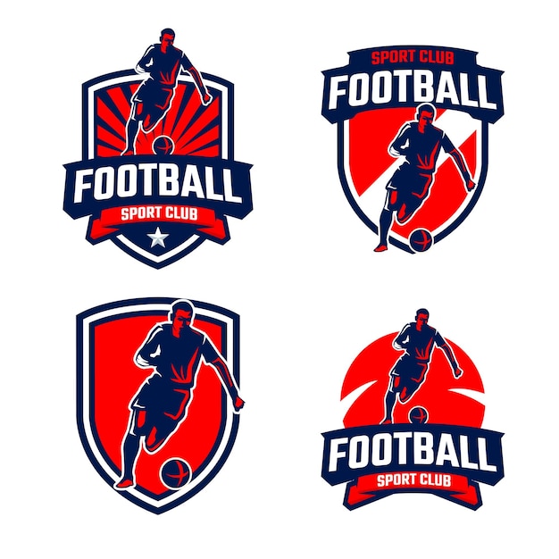 Vibrant Football Sports Club Emblem Collection with Dynamic Player ...