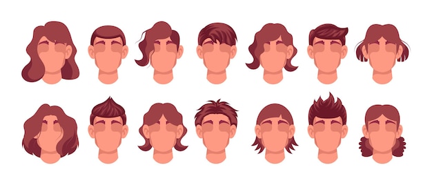 Diverse Hairstyles and Facial Features of Stylized Characters | Jiffy ...