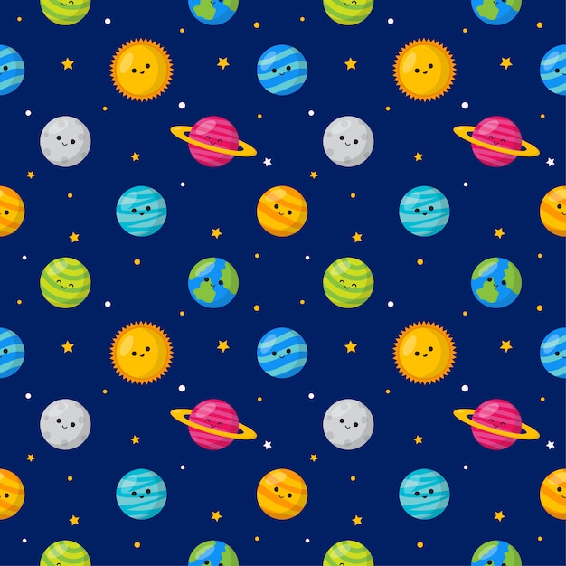 Whimsical Celestial Companions: Playful Planets and Smiling Stars ...