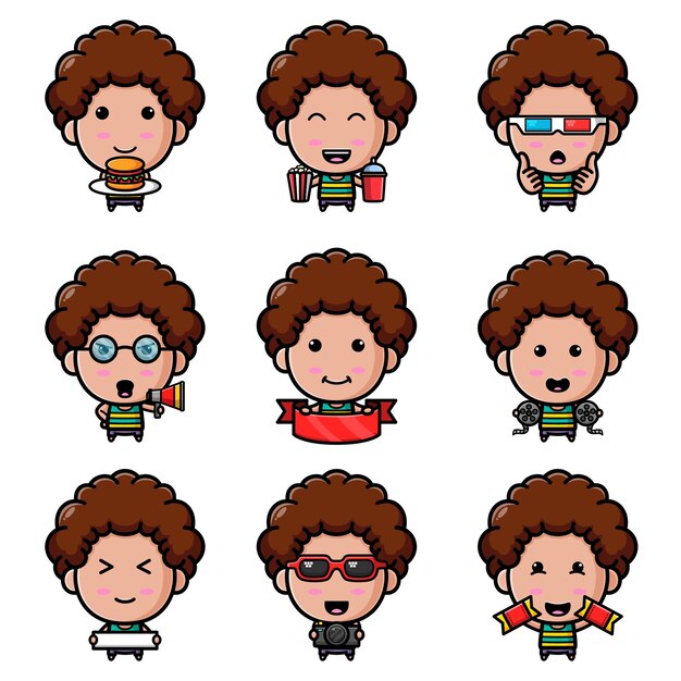 Vibrant Collection of Curly-Haired Cartoon Characters in Diverse ...