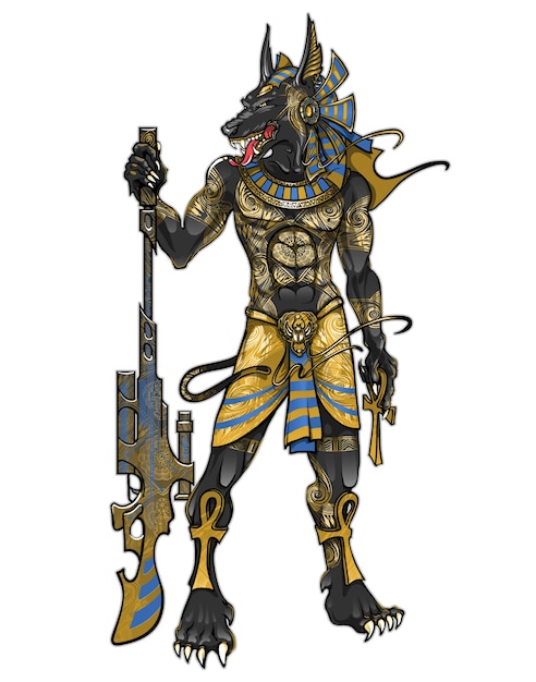 Fierce Jackal-Inspired Warrior in Ornate Mythical Attire | Jiffy Designs