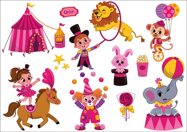 Colorful Circus Performers and Whimsical Carnival Attractions | Jiffy ...