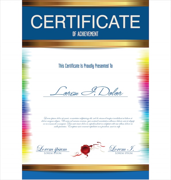 Colorful Certificate Template with Blue and Gold Accents | Jiffy Designs