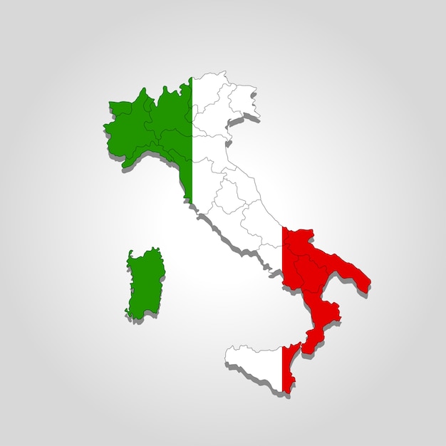 Vibrant Silhouette of Italy with Distinct Regional Colors | Jiffy Designs