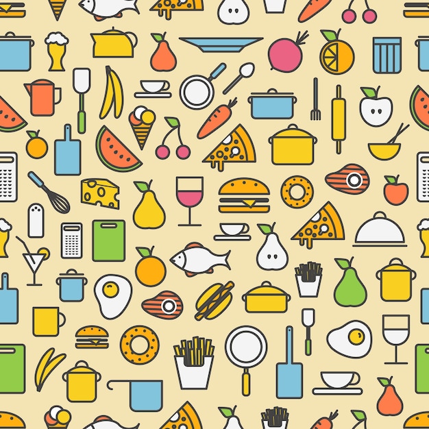 Vibrant Collection of Culinary Icons and Cooking Essentials | Jiffy Designs