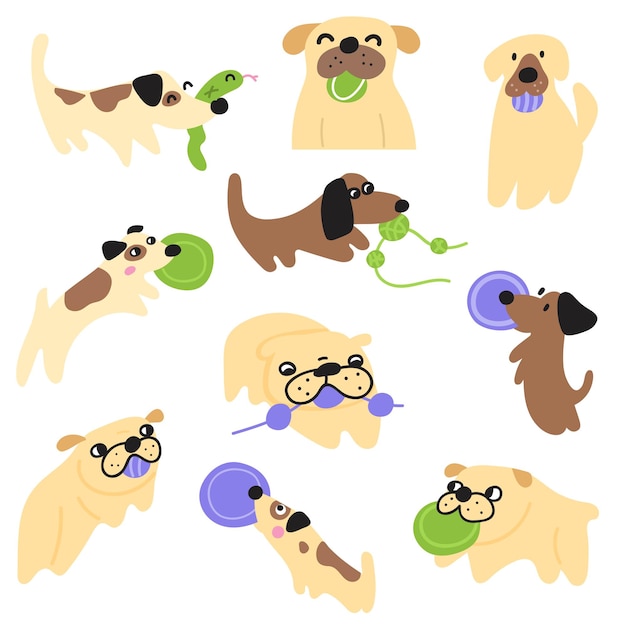 Charming Collection of Playful Pup Illustrations | Jiffy Designs