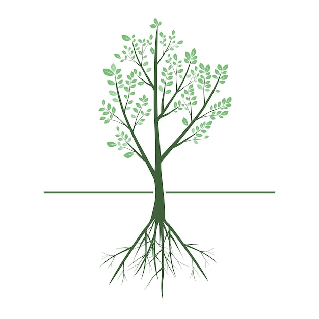 Minimalist Tree Illustration with Roots and Branches | Jiffy Designs