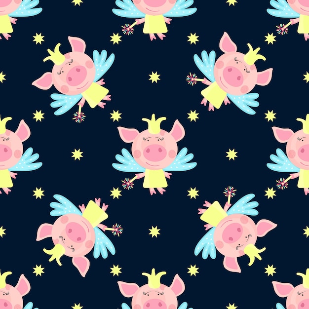 Whimsical Winged Pigs Soar Through Starry Night Sky | Jiffy Designs