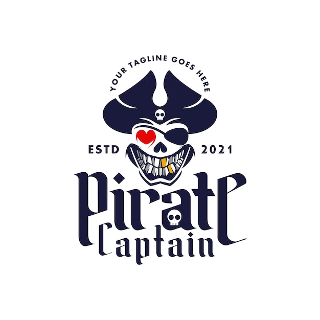 Fearsome Pirate Captain's Skull Emblem with Vibrant Heart | Jiffy Designs