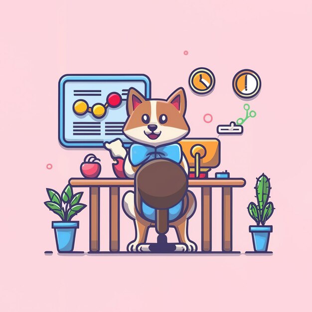 Cute Corgi Desk Setup with Vibrant Decor | Jiffy Designs