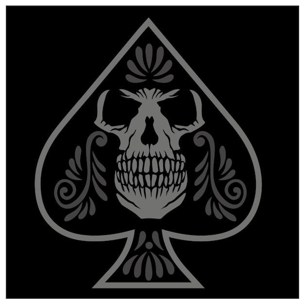Captivating Spade-Shaped Skull Emblem in Monochrome | Jiffy Designs