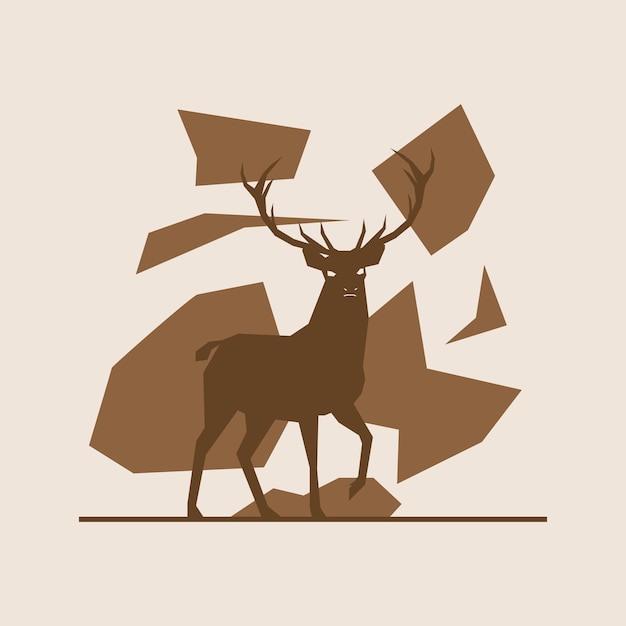 Majestic Deer Silhouette Amid Geometric Shapes | Jiffy Designs