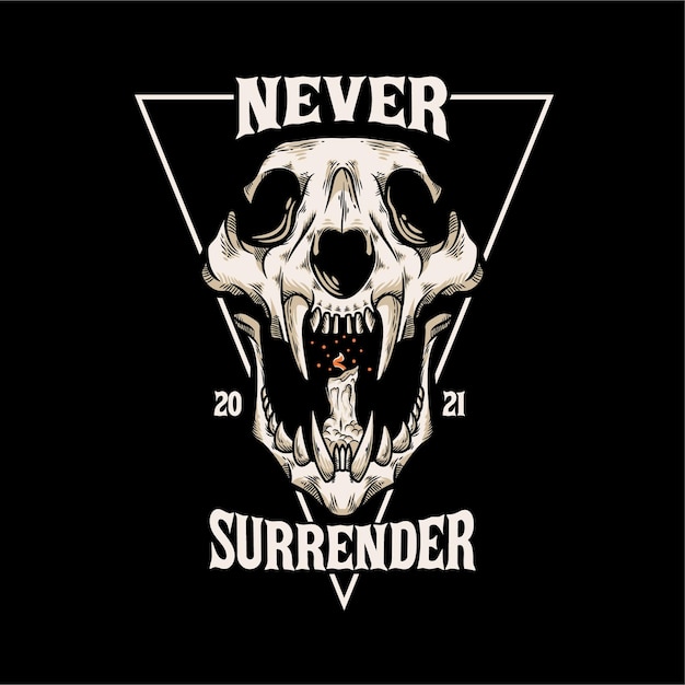 Haunting Skull Emblem with Bold 'Never Surrender' Text | Jiffy Designs