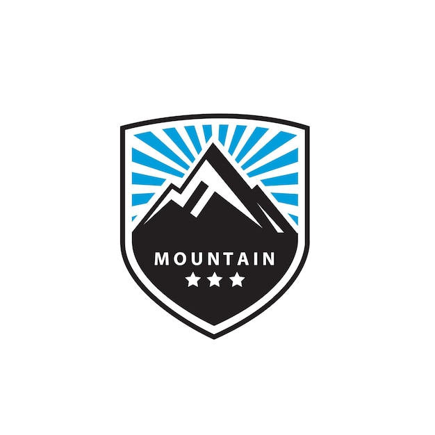 Majestic Mountain Badge with Radiant Sunburst | Jiffy Designs