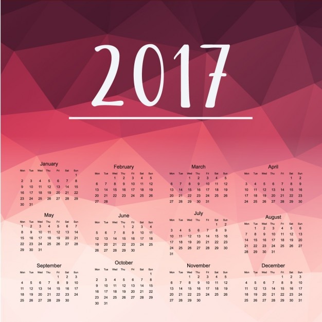 2017 Calendar Design with Geometric Maroon Background | Jiffy Designs