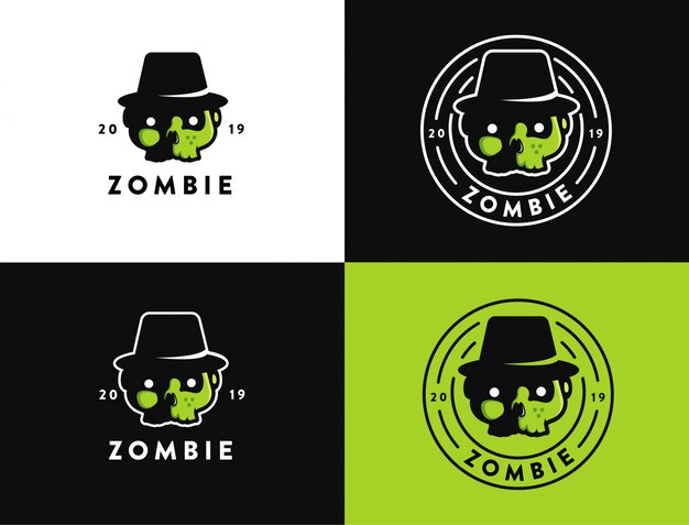 Stylized Zombie Skull in Retro Circular Badge Design | Jiffy Designs