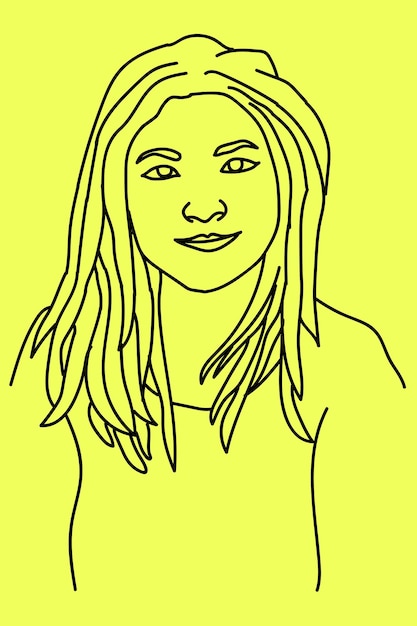 Vibrant Outline Portrait of a Smiling Young Woman | Jiffy Designs