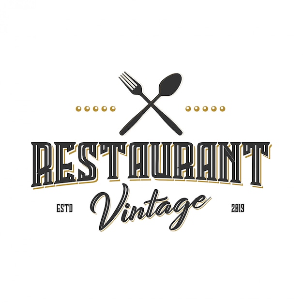 Vintage Dining Emblem with Crossed Utensils and Decorative Accents ...