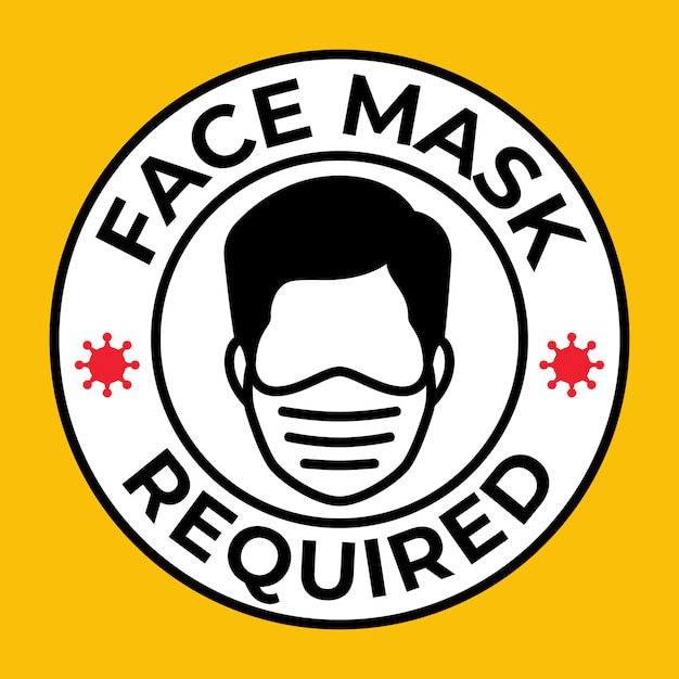 Stylized Face Mask Requirement Sign on Yellow Background | Jiffy Designs