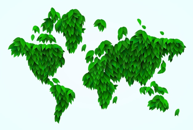 Vibrant Green Leaf World Map: A Nature-Inspired Global Vision | Jiffy ...