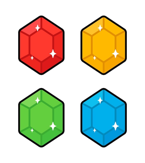 Vibrant Hexagonal Gemstones with Sparkling Highlights | Jiffy Designs