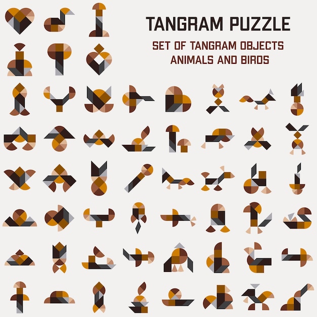 Diverse Tangram Puzzle Collection: Animals and Birds Depicted | Jiffy ...