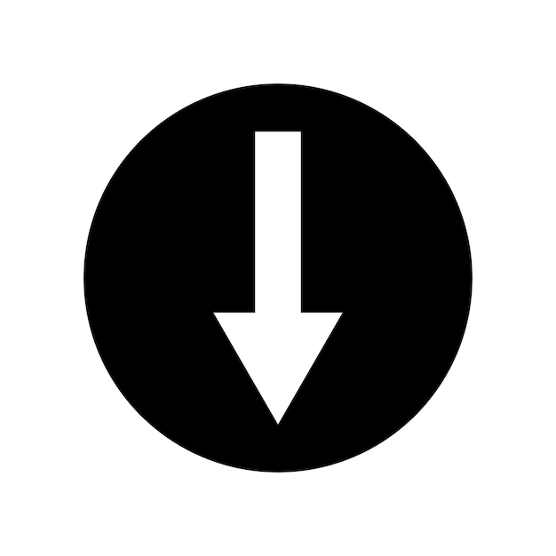 Simple Black and White Downward Pointing Arrow Icon | Jiffy Designs