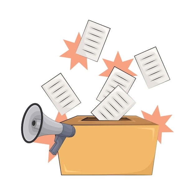 Megaphone Blasting Scattered Documents with Autumn Leaves | Jiffy Designs