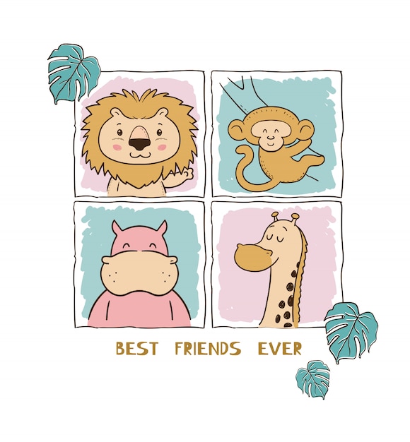 Adorable Animal Pals Celebrating Friendship in Vibrant Frames | Jiffy ...