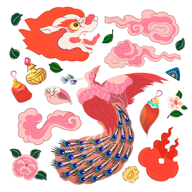 Vibrant Mythical Creature Amid Floral and Geometric Shapes | Jiffy Designs