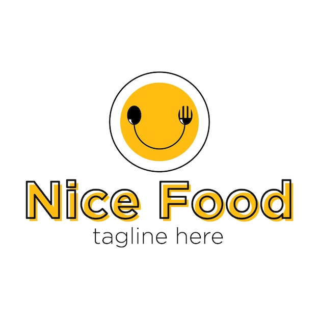 Cheerful Dining Experience: Vibrant Smiley Face Food Logo | Jiffy Designs
