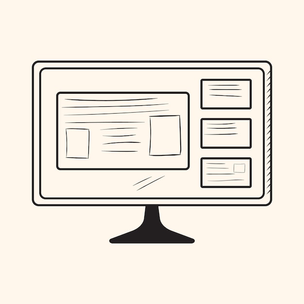 Minimalist Desktop Computer Screen with Sketched Elements | Jiffy Designs